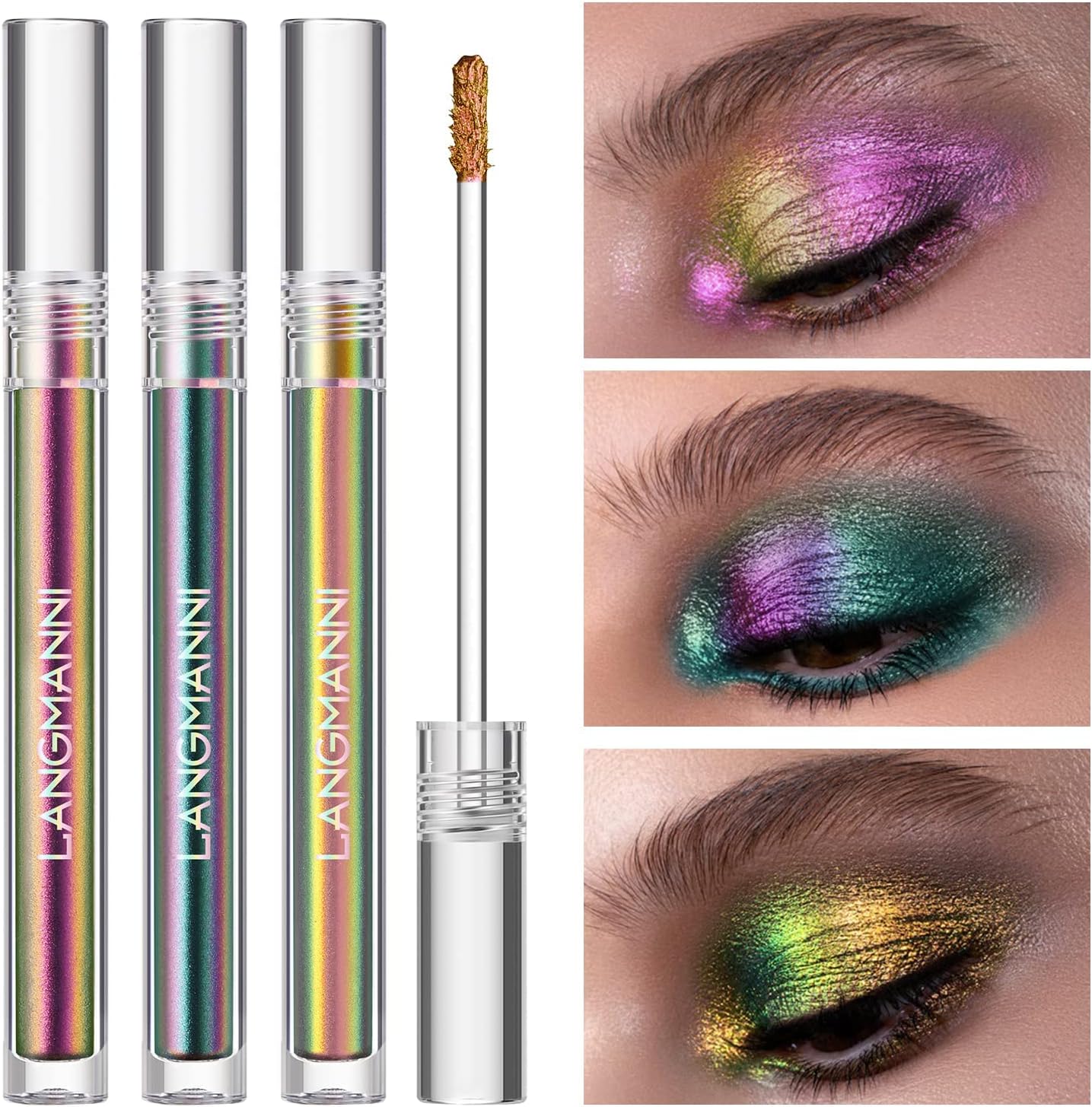 Amazon.com : Metallic Duo-chrome Eyeshadow Makeup,High Pigment Blue ...