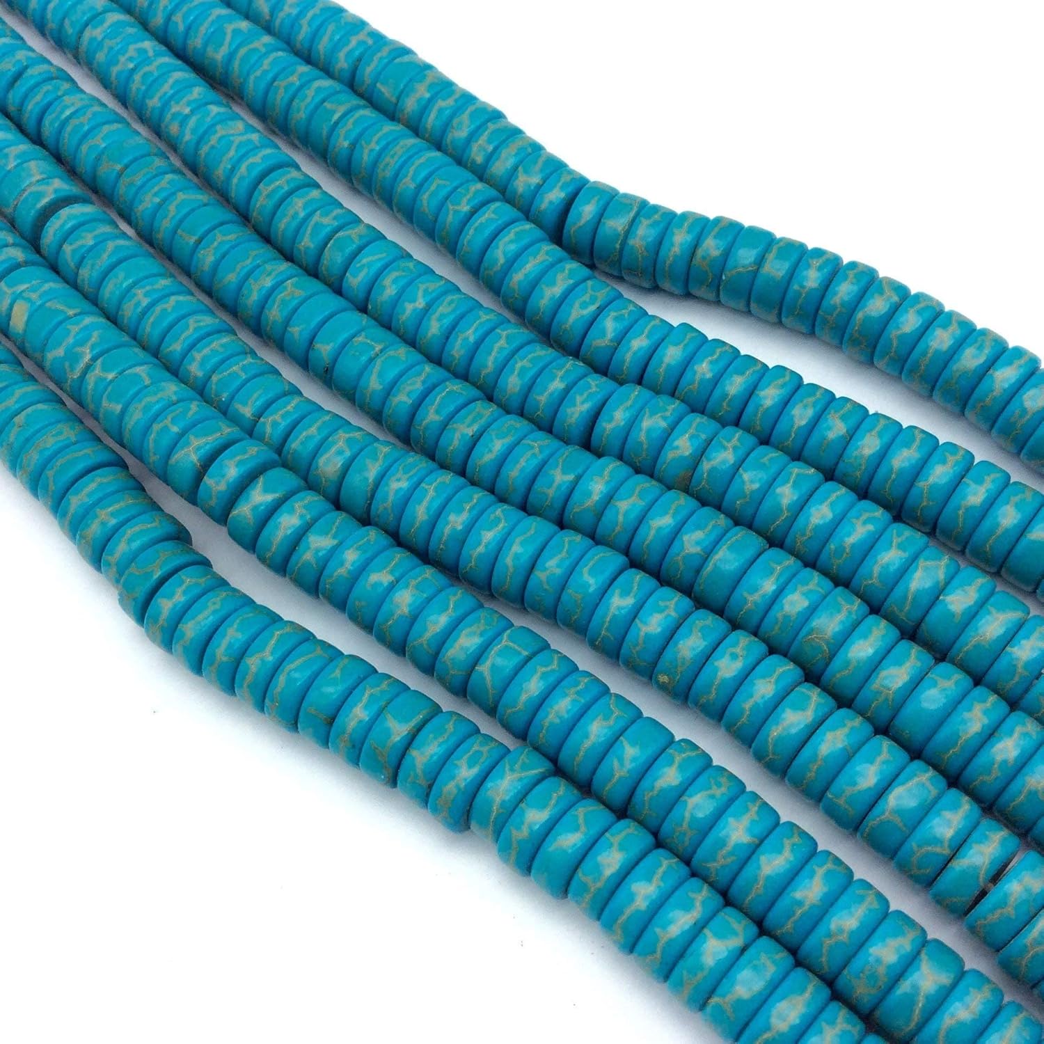 Amazon.com: 3mm x 8mm Smooth Turquoise Blue/Green Howlite Heishi/Disc ...