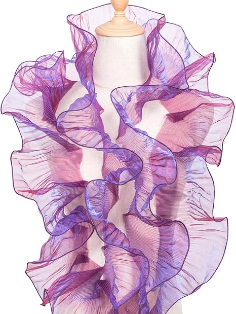 Amazon.com: OIIKI Ruffle Pleated Organza Lace Trims 5 Yards, Purple ...