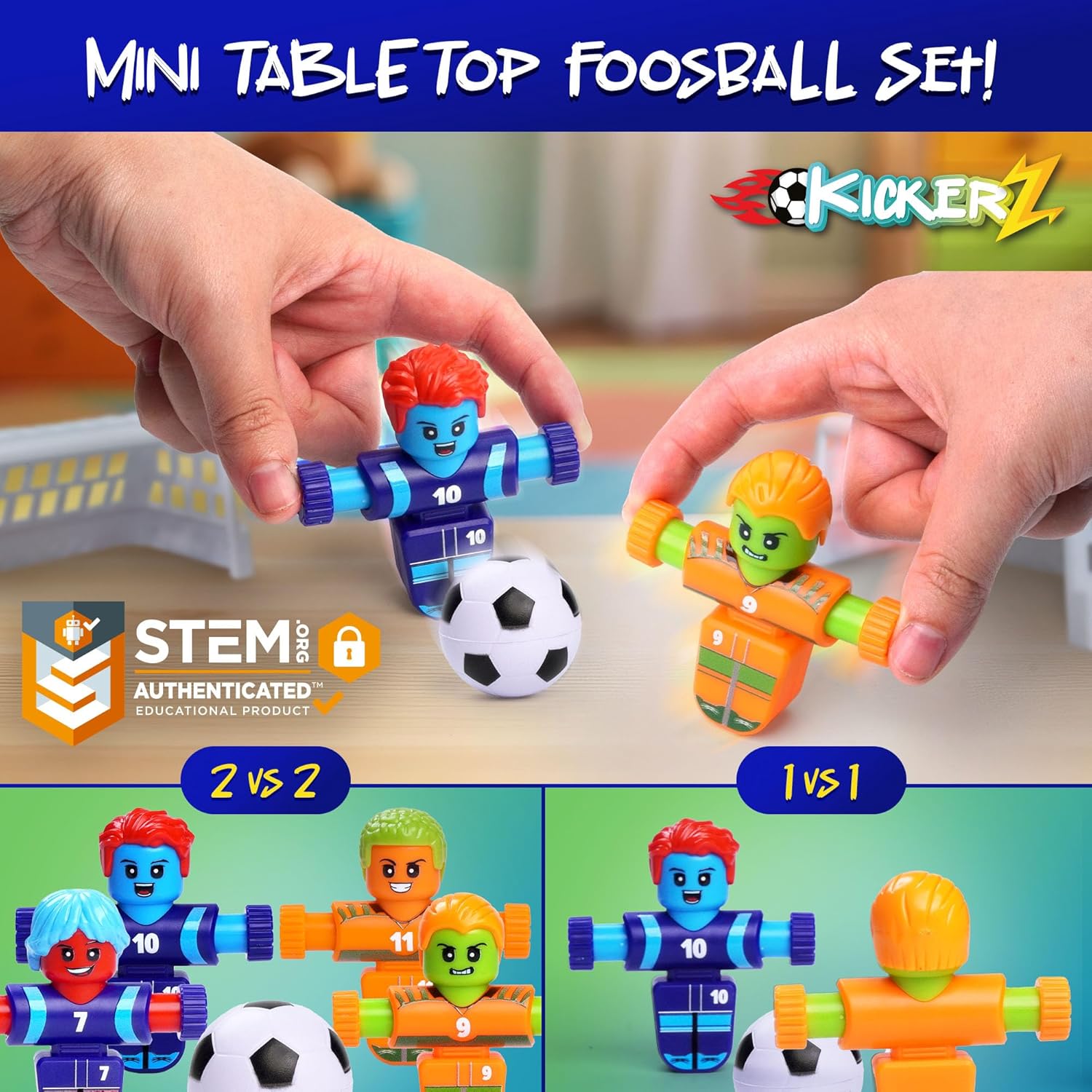 Power Your Fun KickerZ Soccer Fidgets Game Set- 8pc Tabletop Soccer ...