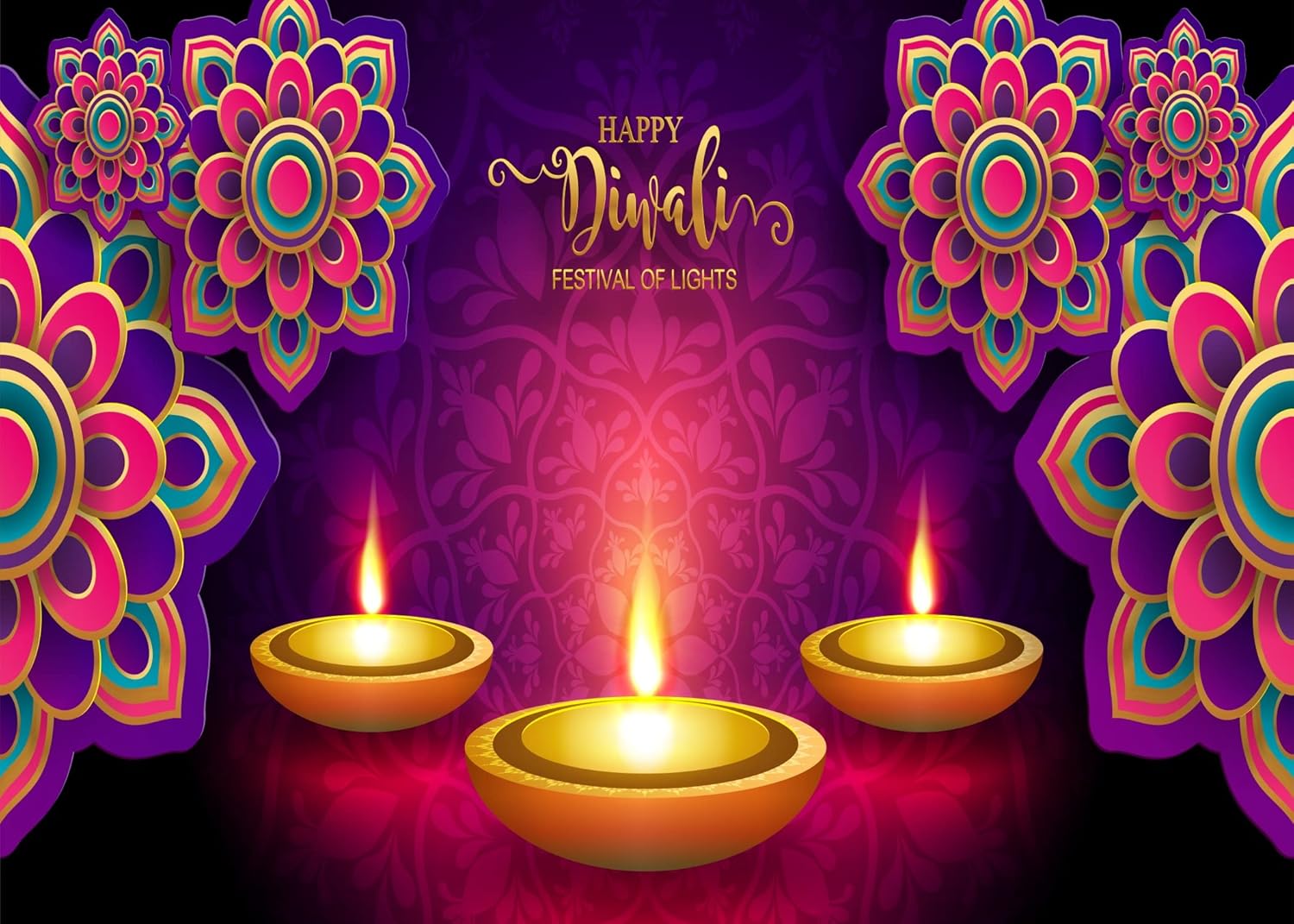 BELECO 7x5ft Fabric Purple Happy Diwali Photography Backdrop Festival ...