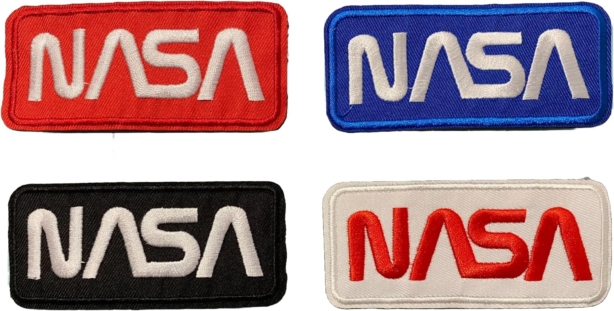 Amazon.com: NASA Logo Iron on Patches - 4" x 1.8" - Set of 4 - Space ...