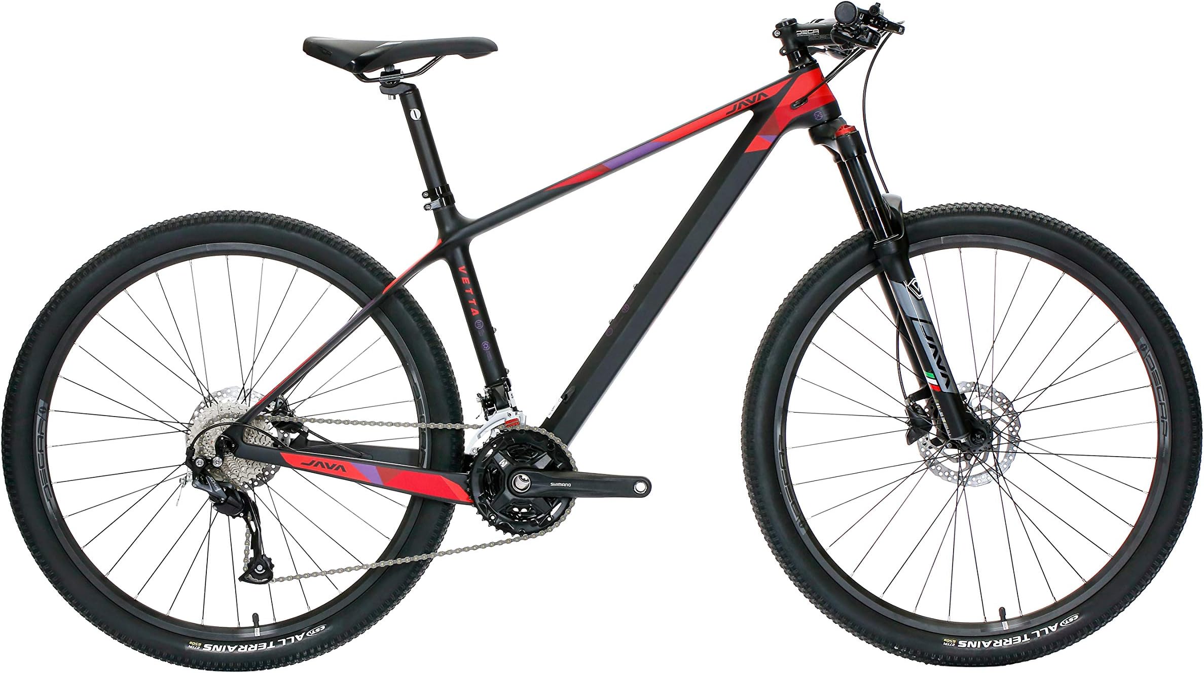 JAVA Vetta Carbon Frame Mountain Bike MTB Bicycle (Black/Red, 27.5wheel ...
