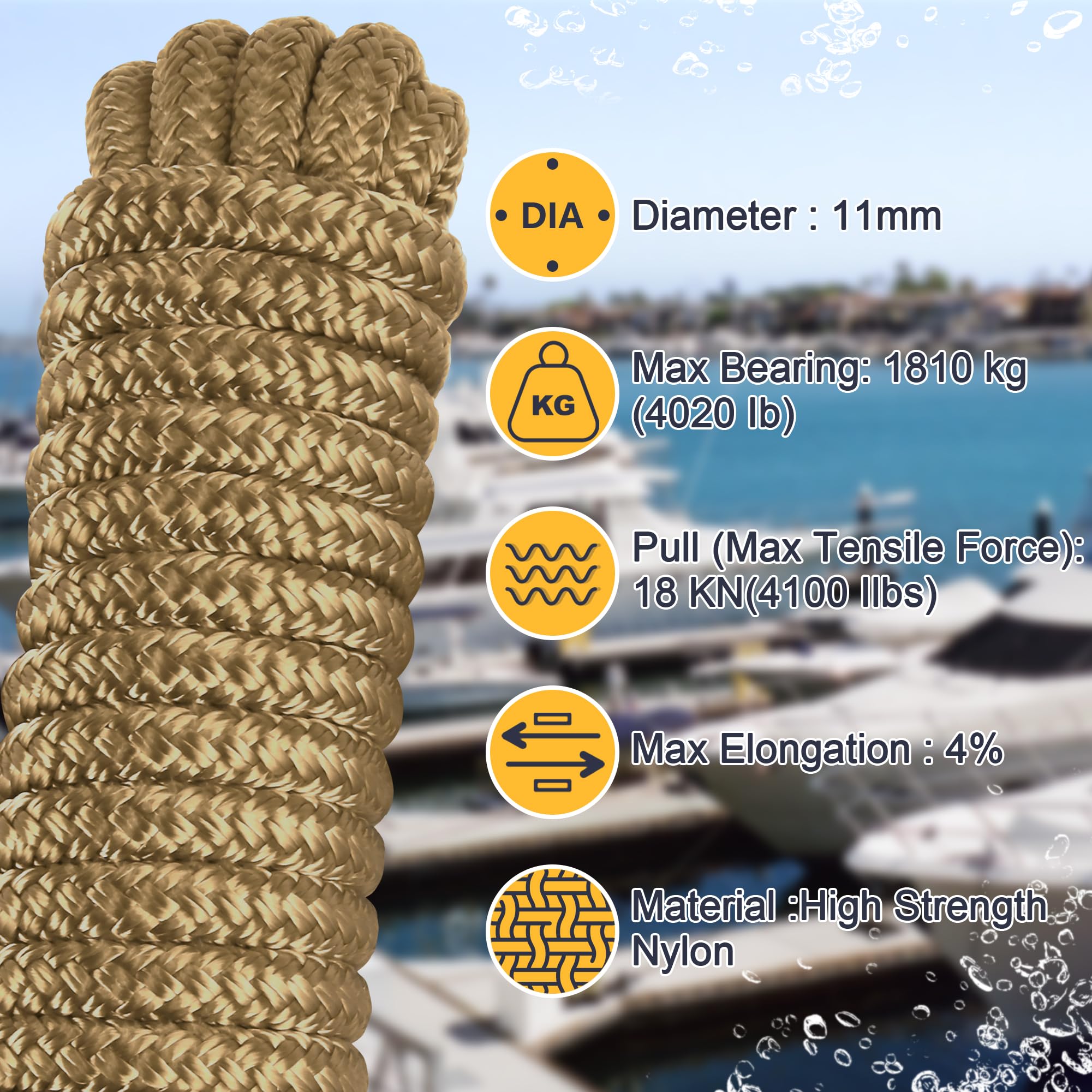 Snapklik.com : AOLEBA Boat Dock Lines 3/8 X 15 Dock Line For Boats ...