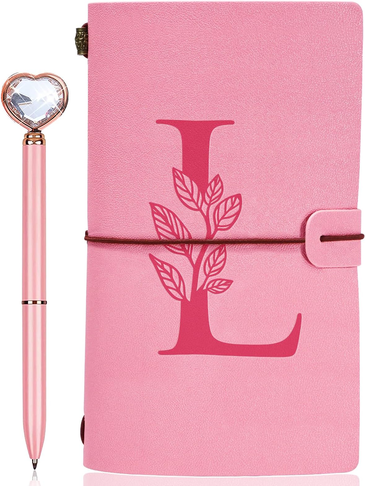 Amazon.com : JEWPHX Personalized Journal Gift-Pink Initial Leather ...