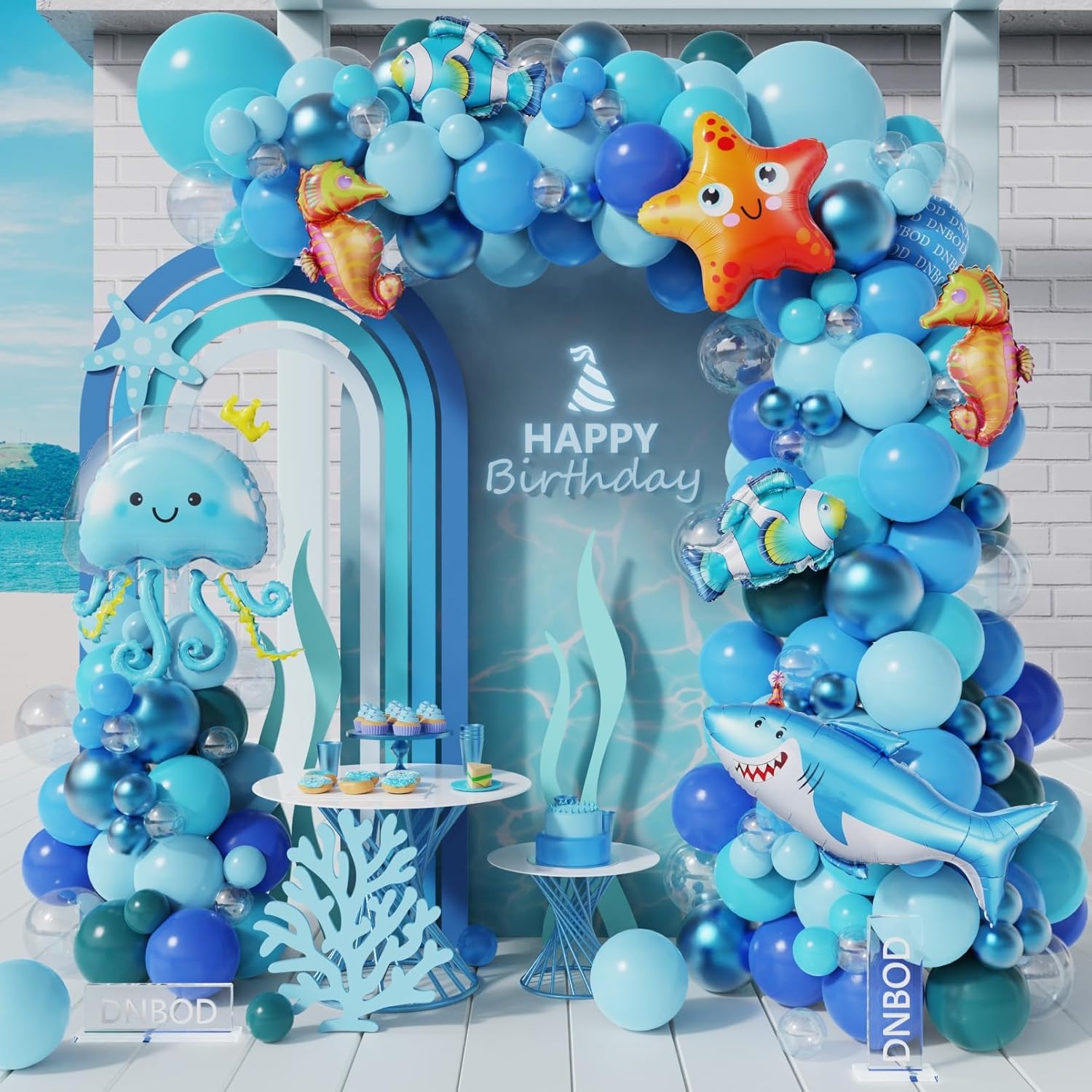 Amazon.com: Under the Sea Party Decoration,162Pcs Mix Sky Royal Blue ...