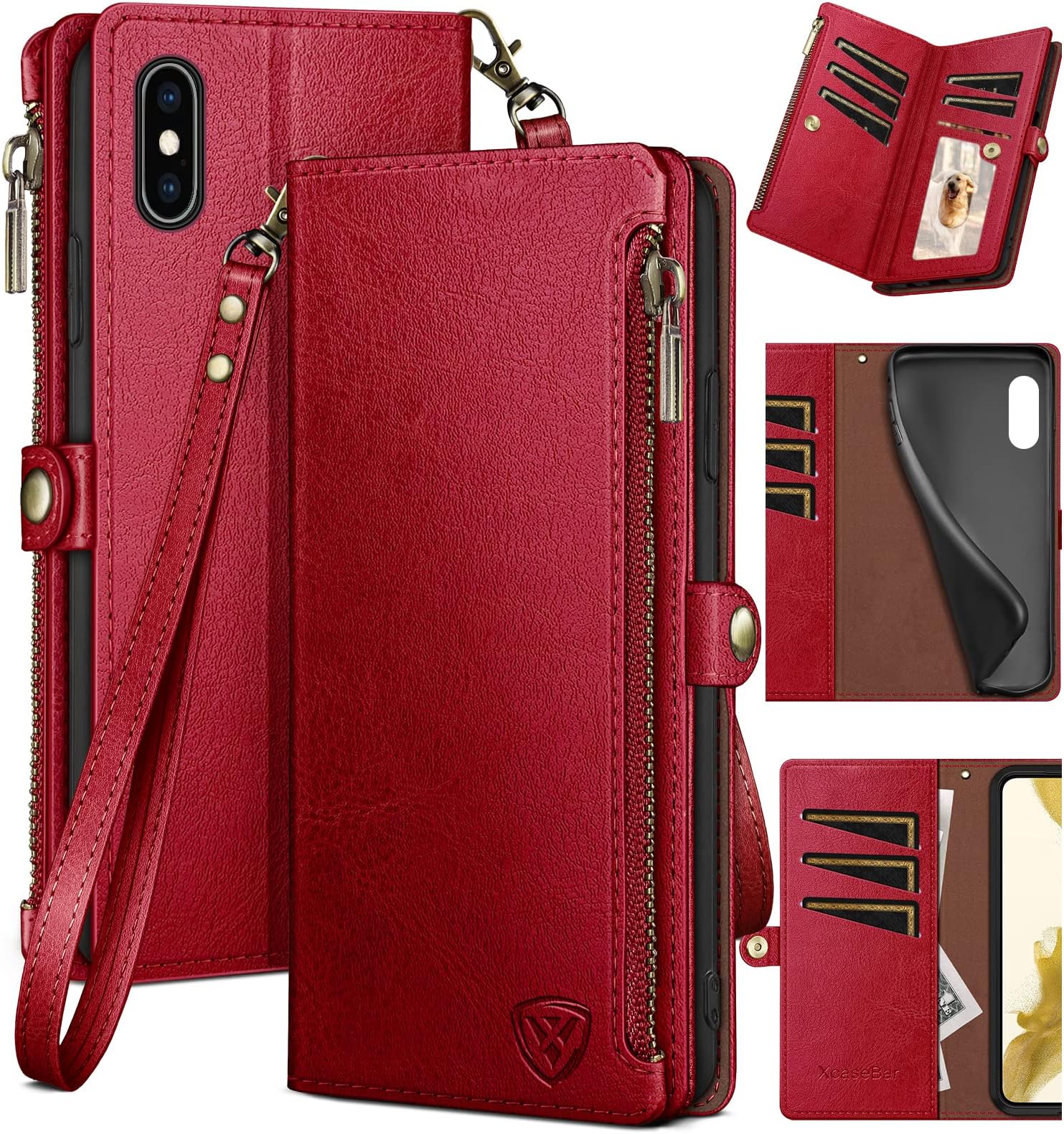 Amazon.com: XcaseBar for iPhone Xs Max 6.5" Wallet case with Zipper ...