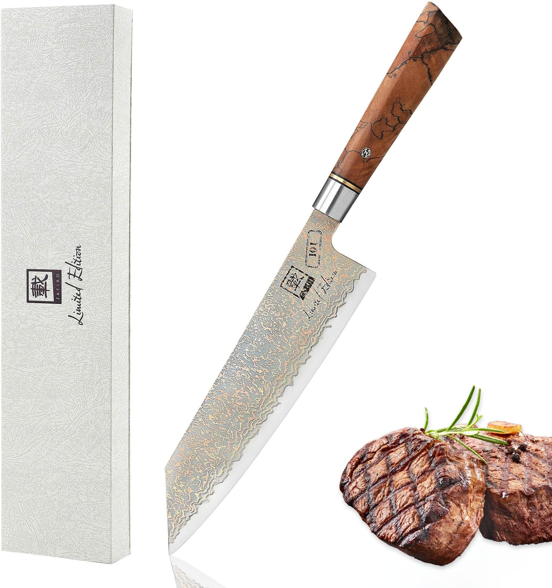 Amazon.de: zayiko Limited Edition Damastmesser Kiritsuke Black Meteor ...