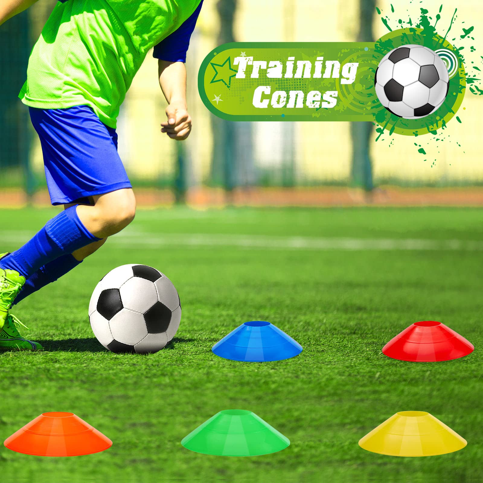Snapklik.com : Set Of 100 Soccer Cones Disc Cones Soccer Agility Cones ...