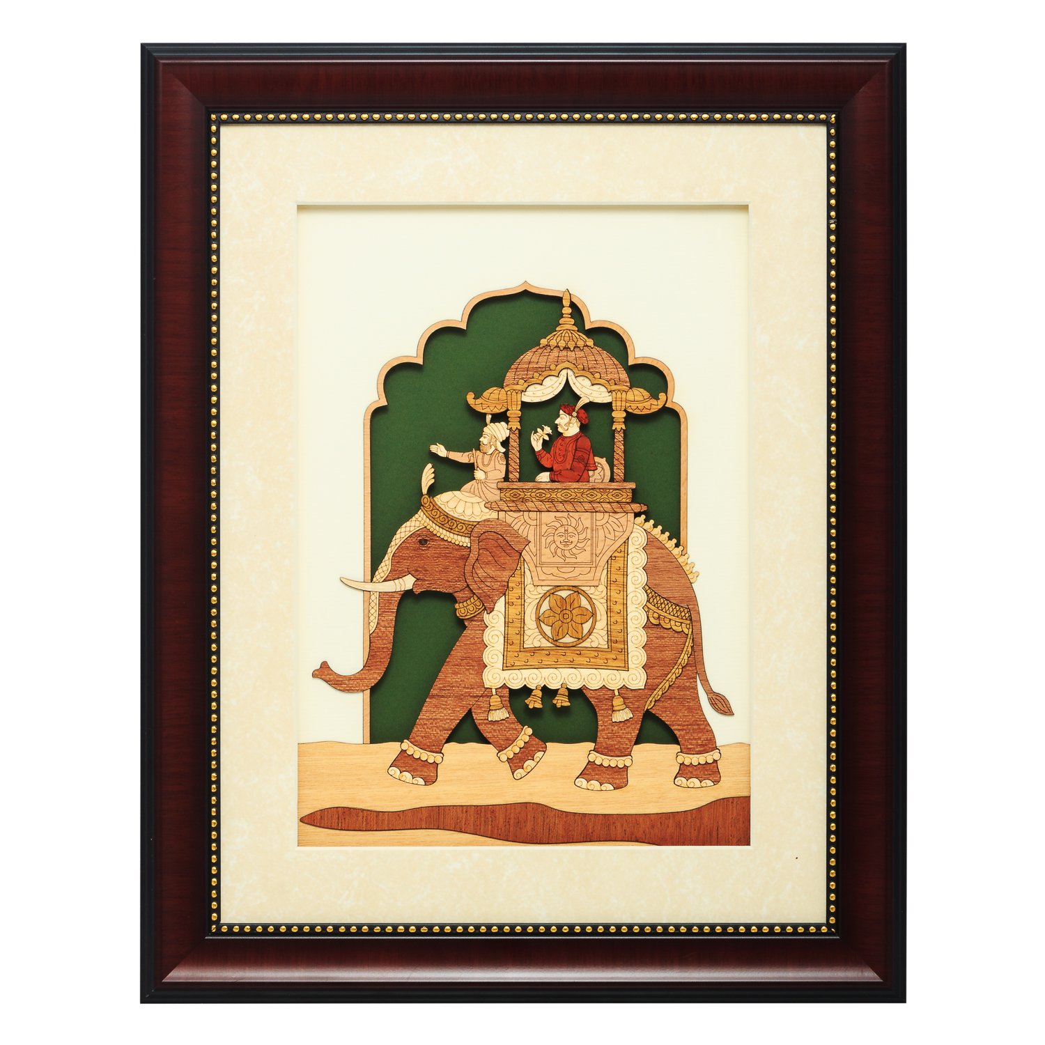 SRUJAN ART - King On Elephant 12" x 15" - Natural Wood Art Picture ...