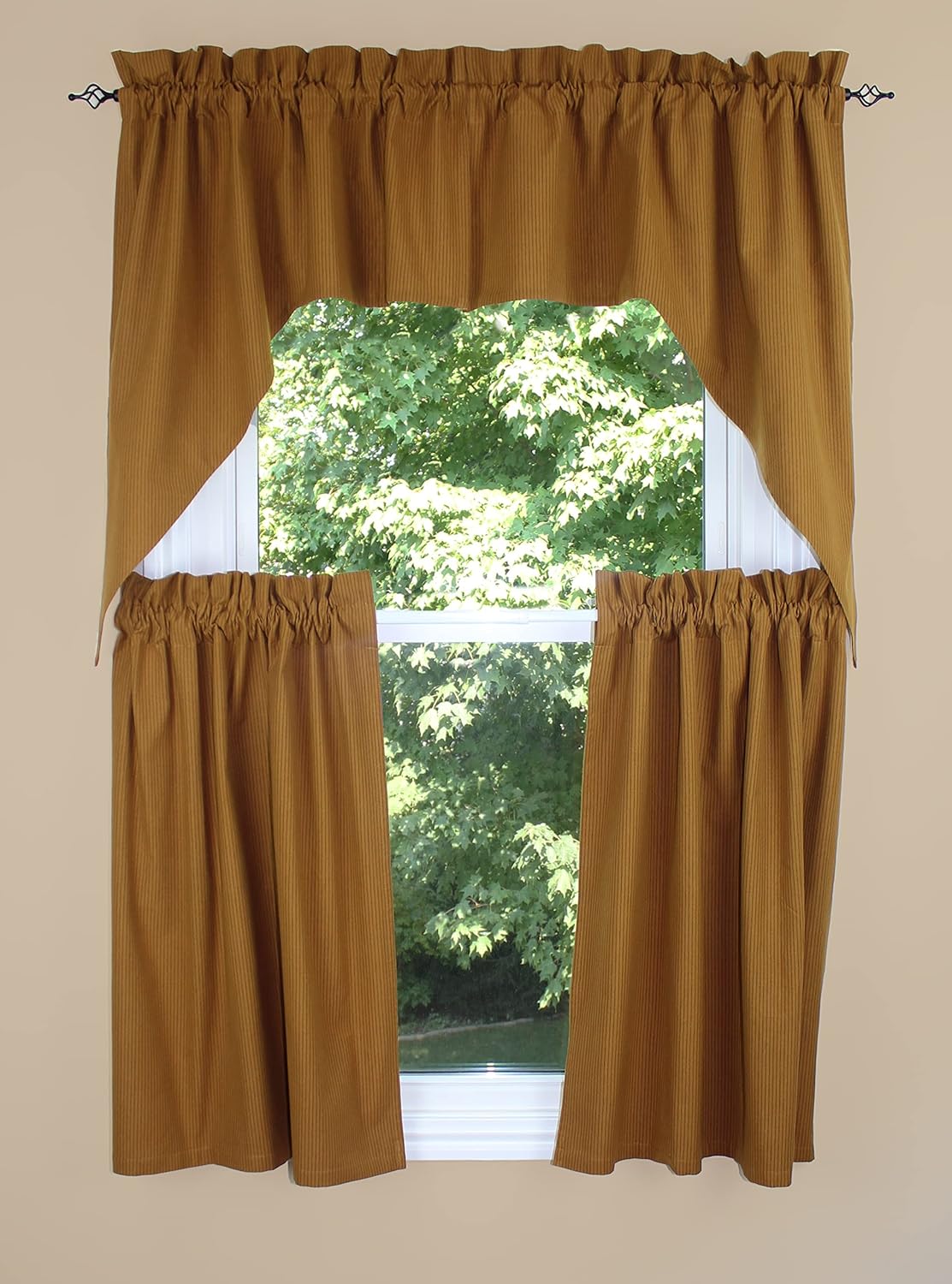 Amazon.com: Home Collections by Raghu Primitive Ticking Mustard Curtain ...