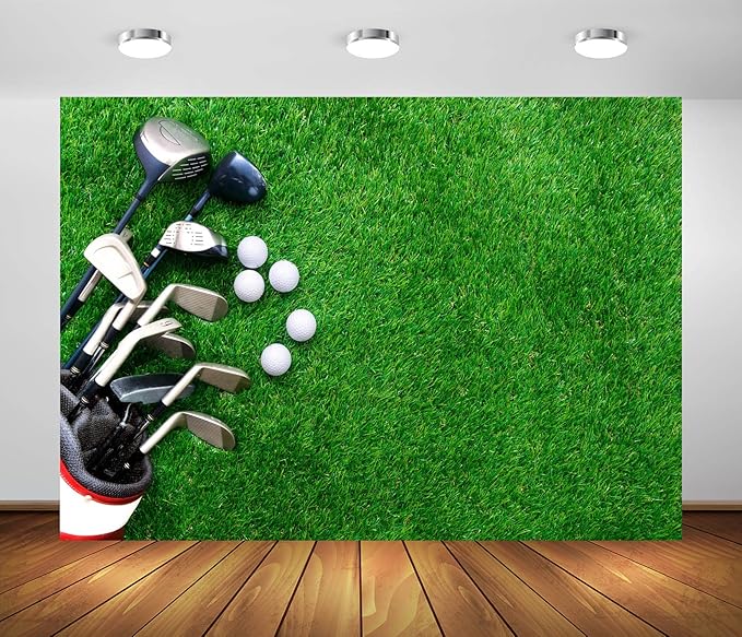 Amazon.com : BELECO 7x5ft Fabric Golf Backdrop - Green Grass Golf Ball ...