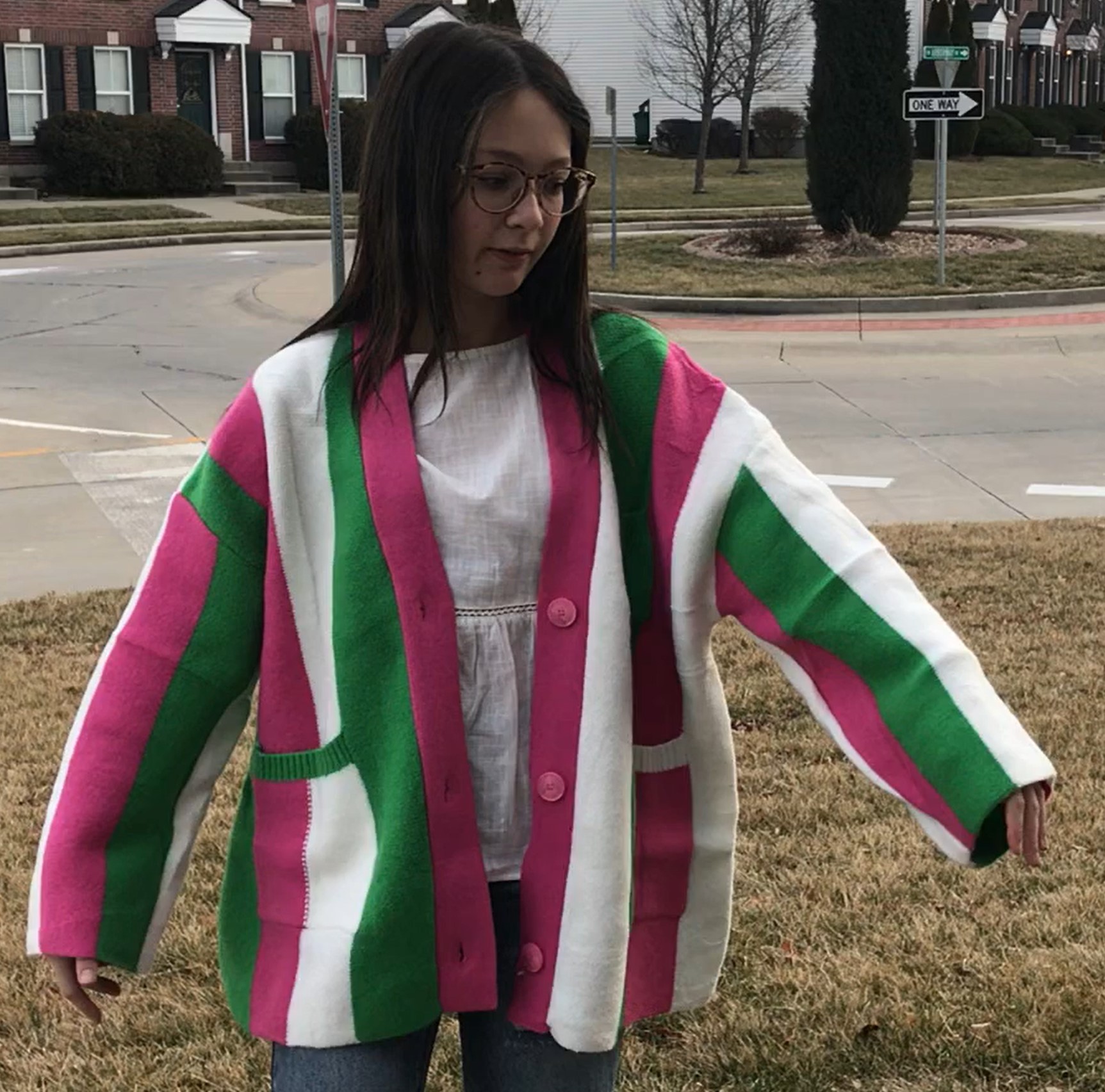 Watch Pink and green cardigans sweater on Amazon Live
