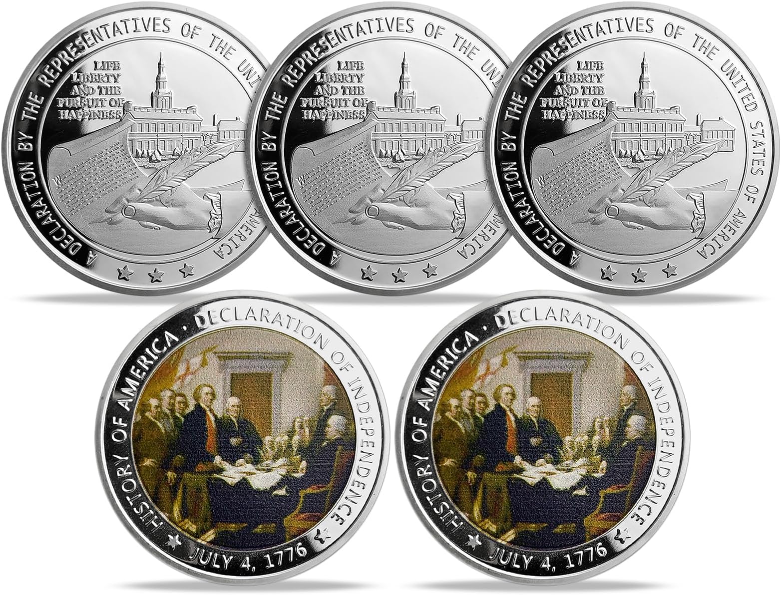 Amazon.com: 5 Pcs Declaration of Independence Challenge Coin President ...