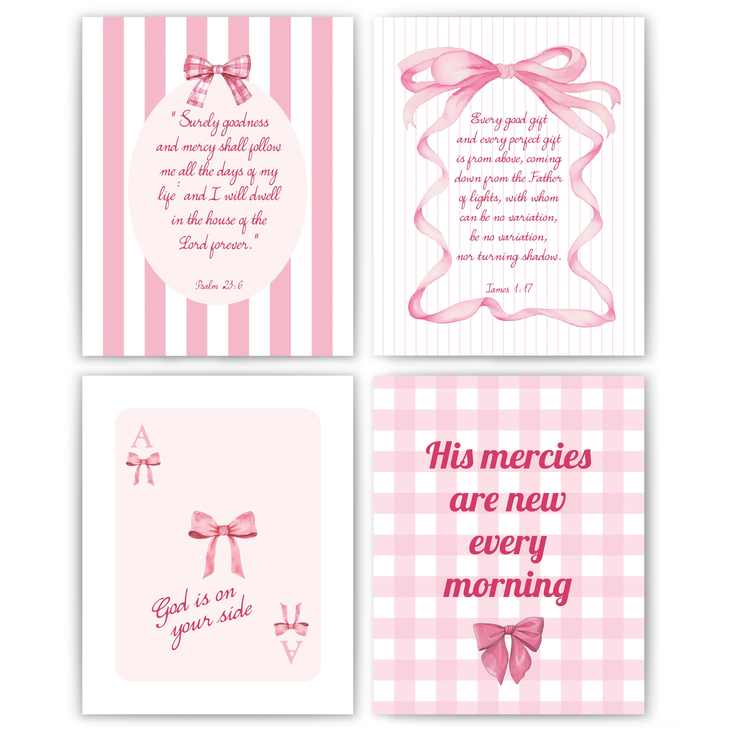 Amazon.com: JWVK Pink Girly Christian Bible Verse Wall Art Prints Set ...