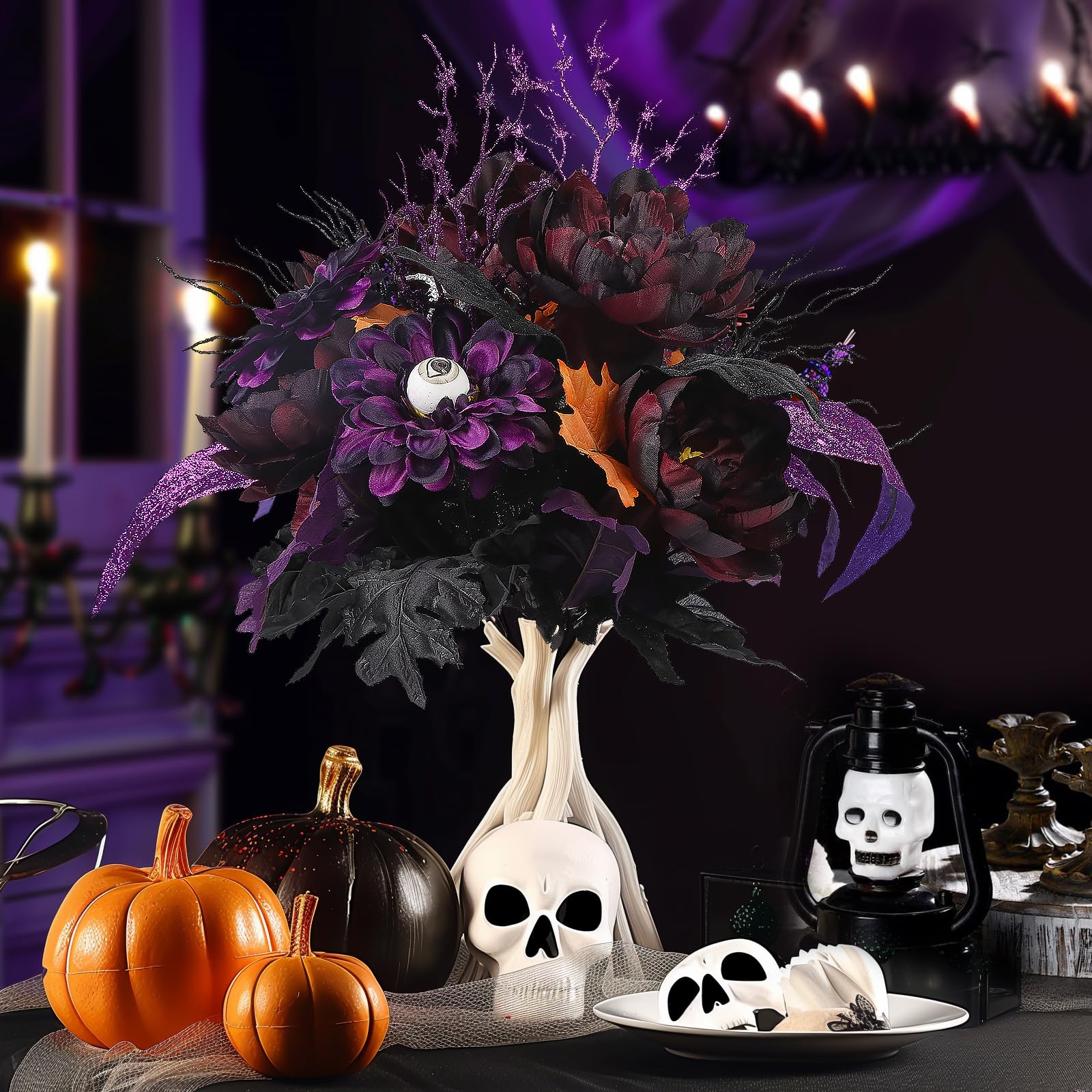 Amazon.com: Alupssuc 2 Bundles Large Artificial Halloween Flowers, Fake ...