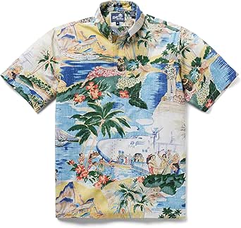 Amazon.com: Reyn Spooner Men's Transpacific 40's Pullover Retro Scenic Hawaiian Aloha Shirt ...