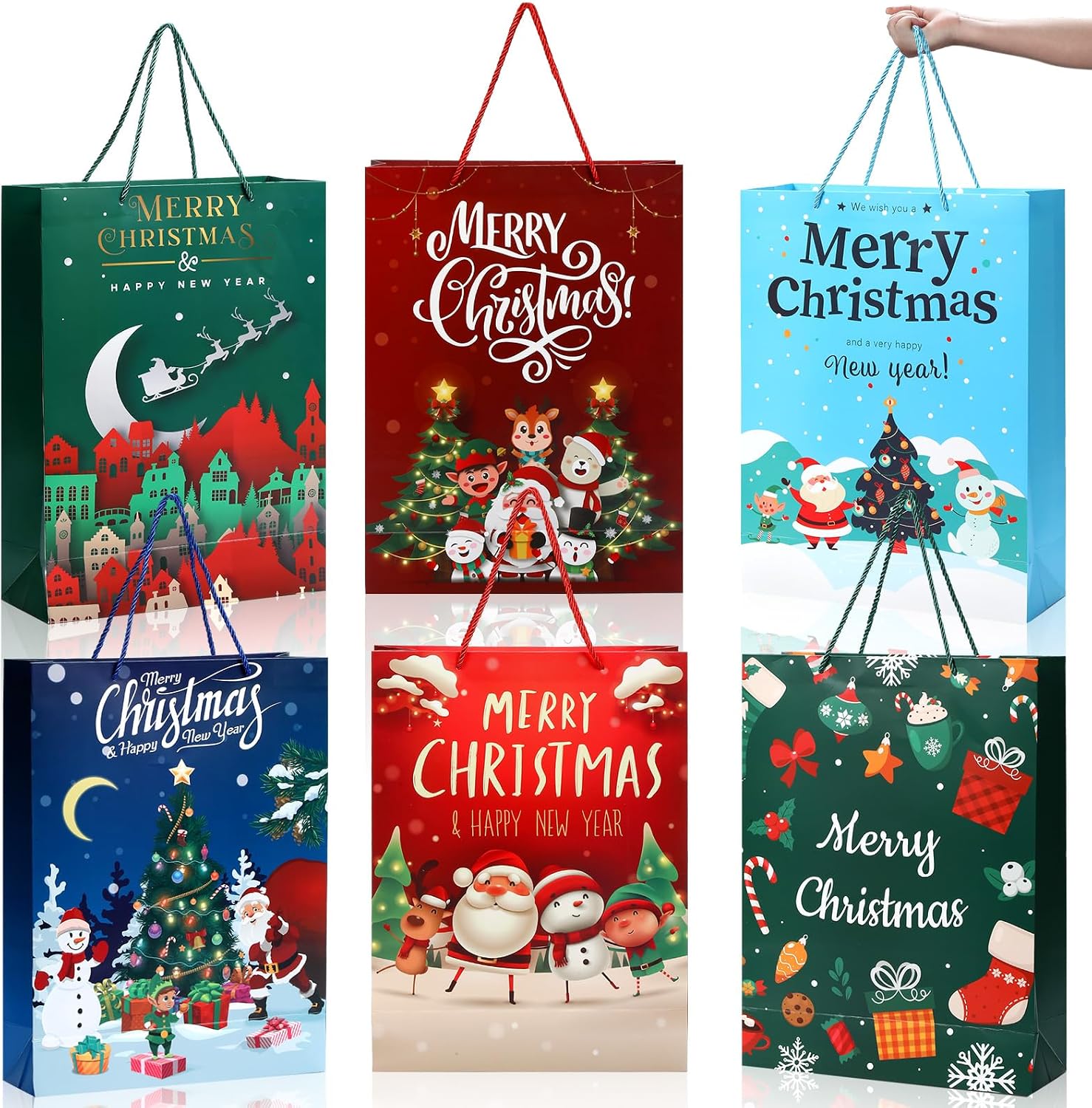 Amazon.com: Qeeenar 12 Pcs Christmas Extra Large Gift Bags 13 x 17.5 x ...
