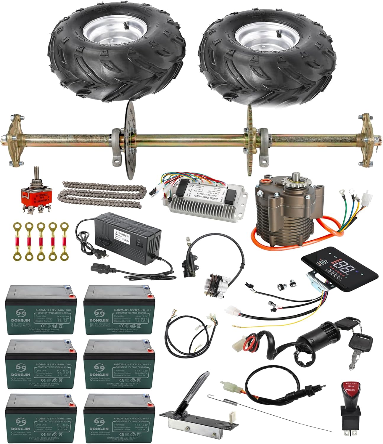 Amazon.com: YC Yier 32" Complete Rear Axle Kit & 7" Wheels & 72V 1000W Brushless Motor Kit ...