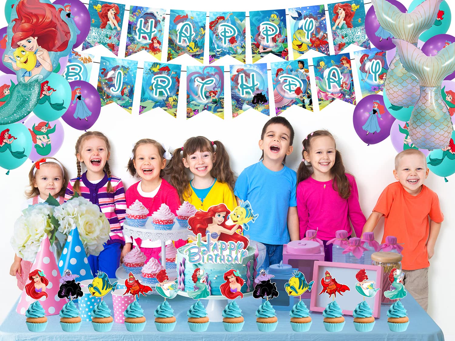 Little Mermaid Birthday Party Decorations for Girls Ariel Princess ...