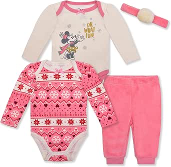 Amazon.com: Disney Baby Girl Minnie Mouse 4 Piece Long Sleeve Creeper ...