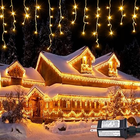 Amazon.com : JMEXSUSS 38.8FT 400 LED Icicle Lights Outdoor Waterproof ...