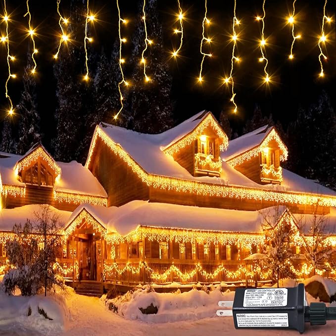 Amazon.com : JMEXSUSS 38.8FT 400 LED Icicle Lights Outdoor Waterproof ...