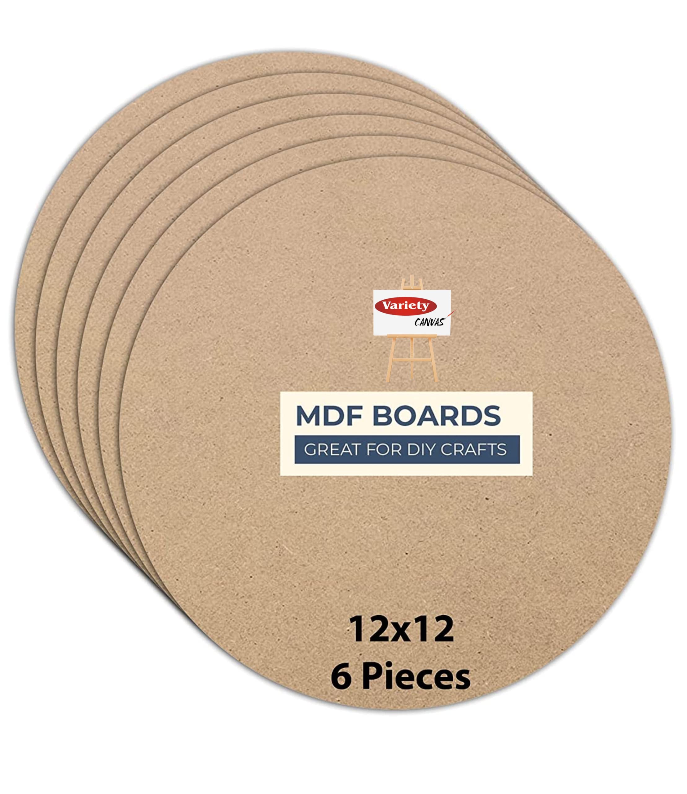 Buy Variety Canvas 6 Piece Round MDF Boards for Art and Craft, Wood ...