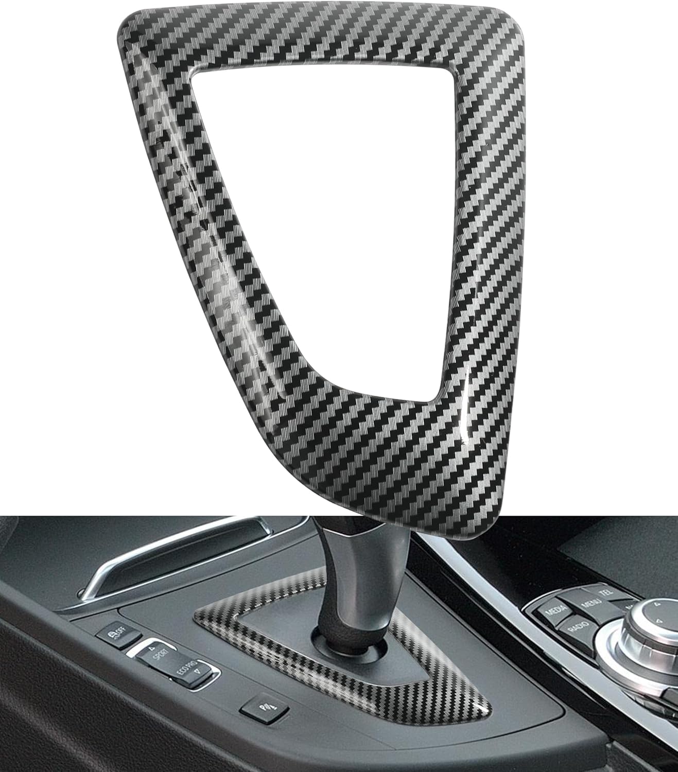 Amazon.com: YAKEFLY Car Gear Shift Frame Cover Trim,Carbon Fiber Car ...