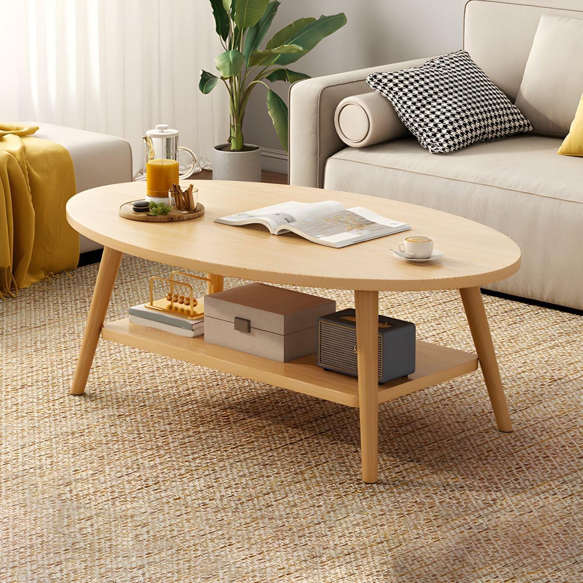 Amazon.com: KWOKING Wooden Single Coffee Table Standard Coffee Cocktail ...