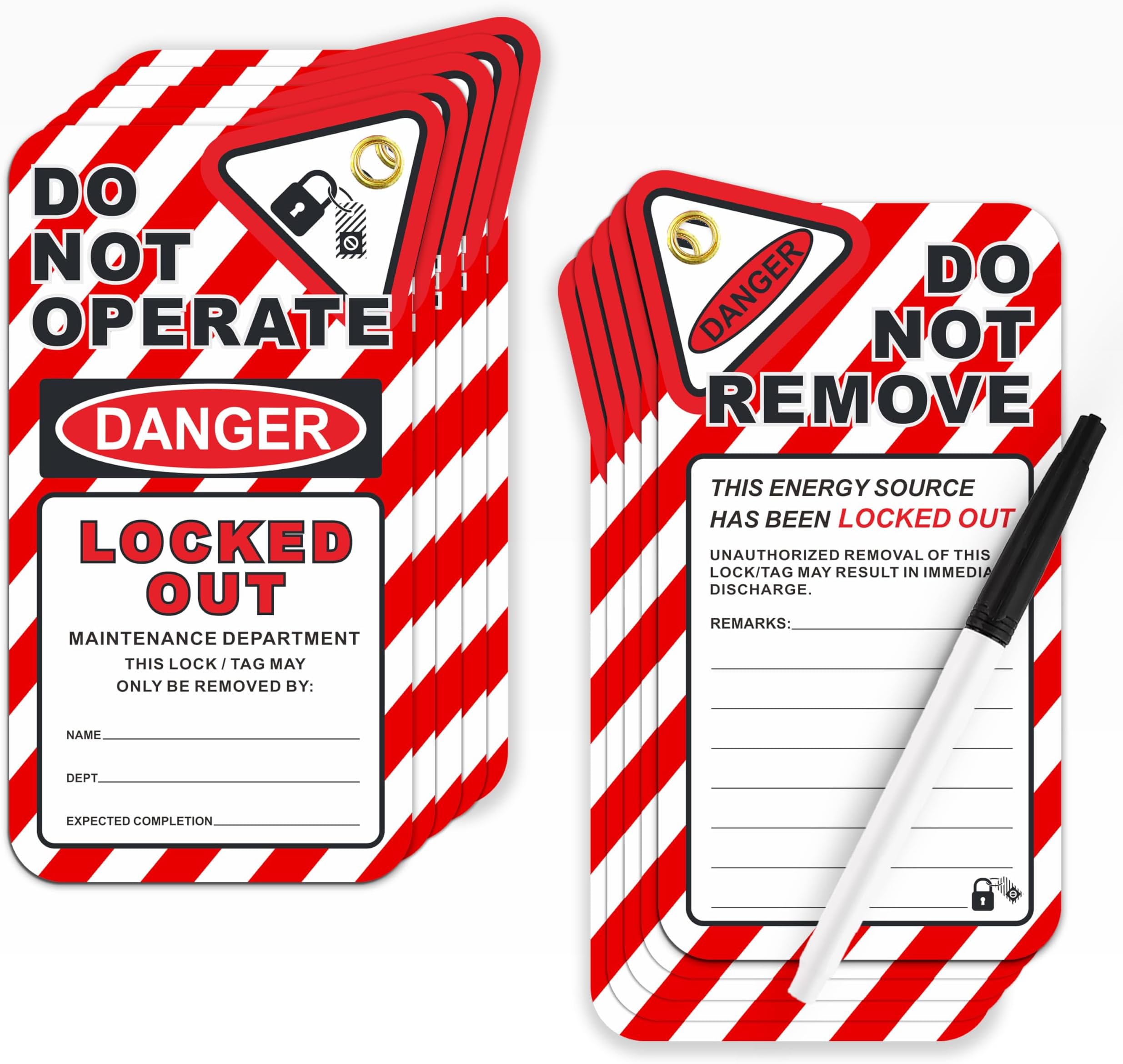Amazon.com: Harrier Hardware Lockout Tagout Tags, 3 x 5.5-inch, OSHA ...