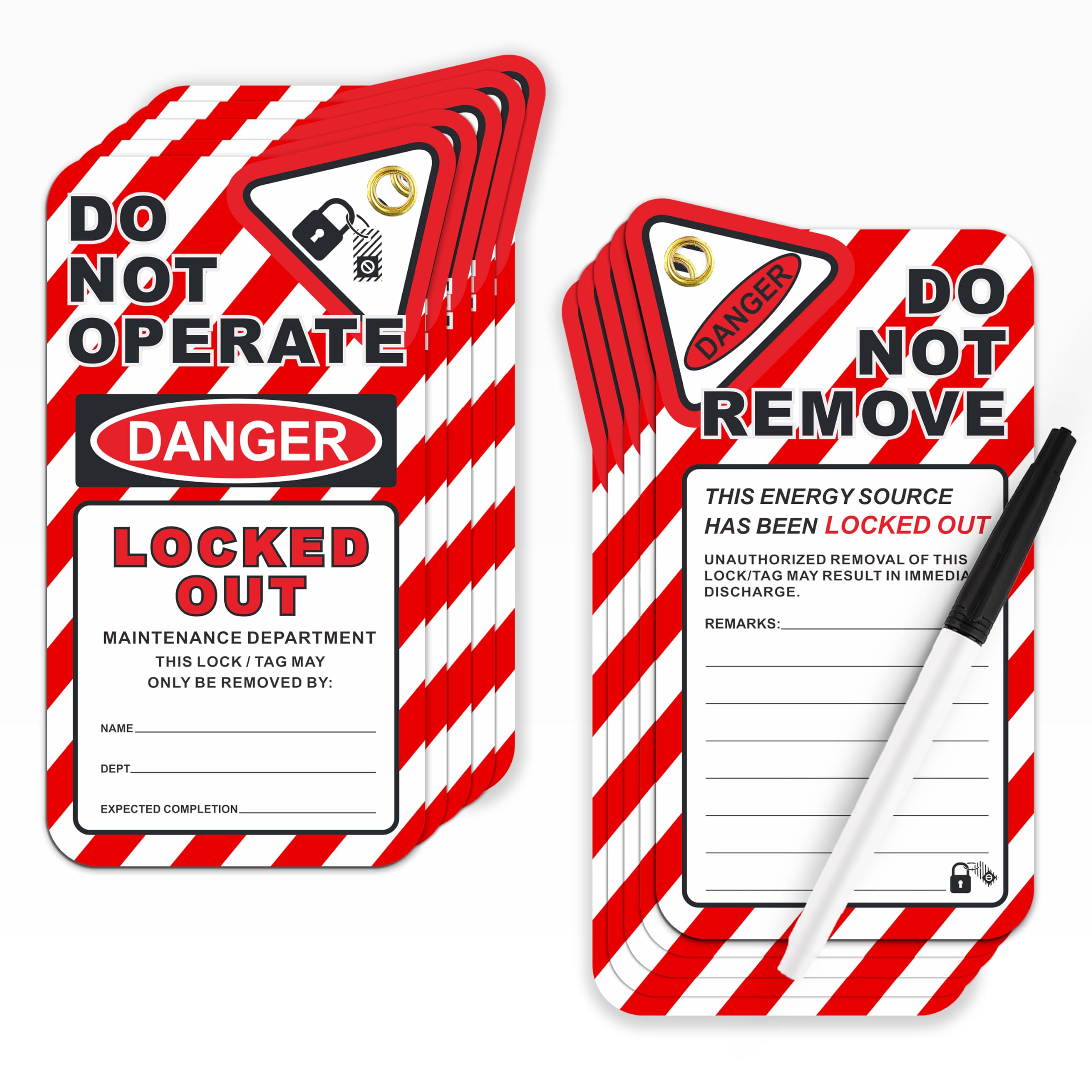 Lockout Tagout Tags, 10 Pack Loto Tags with Zip Ties & Marker Pen ...
