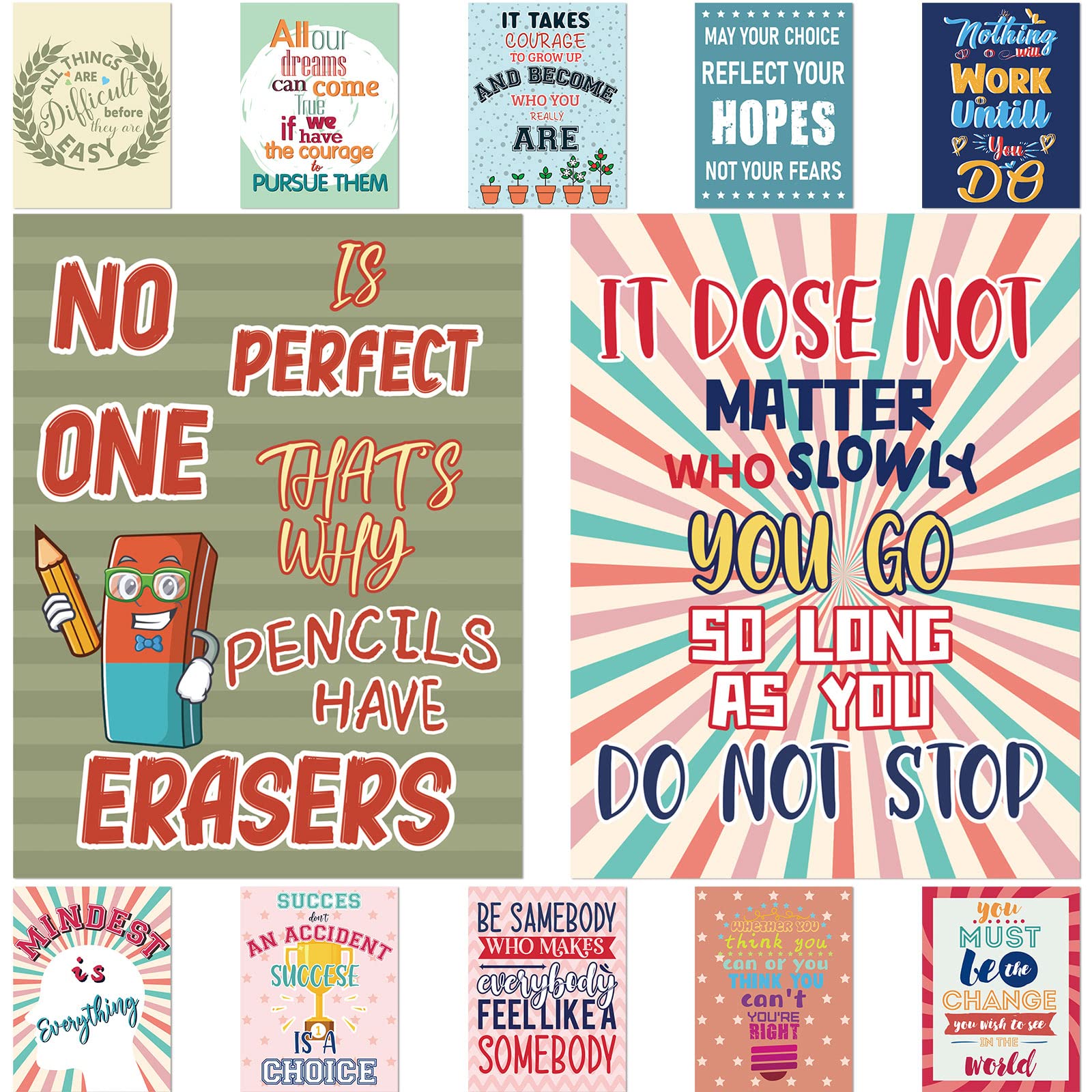 Buy 12 Pieces Growth Mindset s for Middle and High School Motivational ...