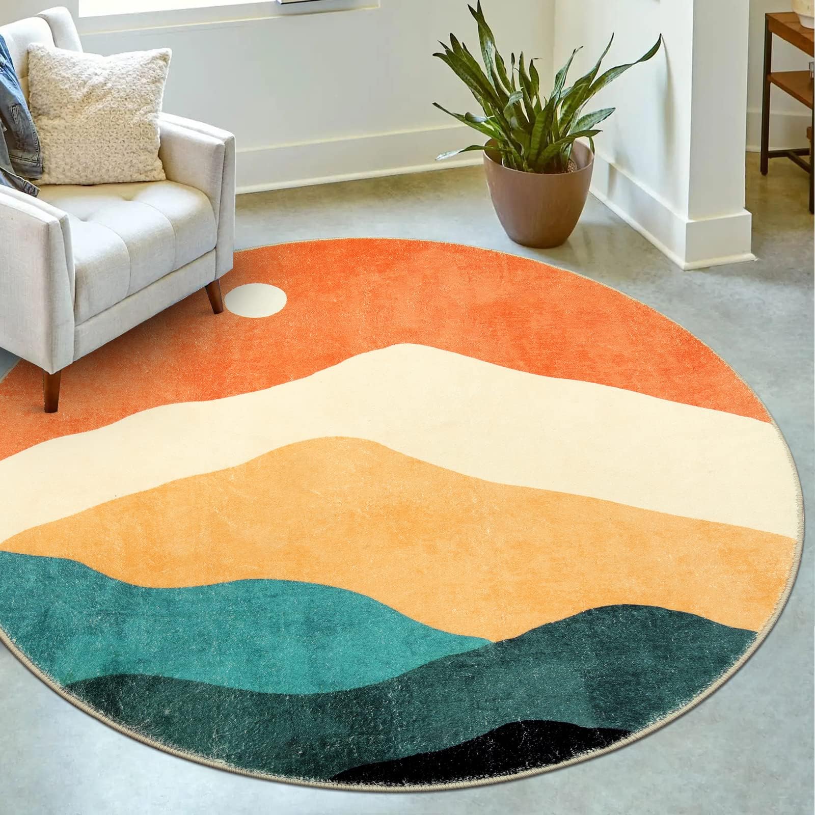 Amazon.com: OUVNWLRE Round Fringe Shag Rugs 70s Groovy Retro Sunshine ...