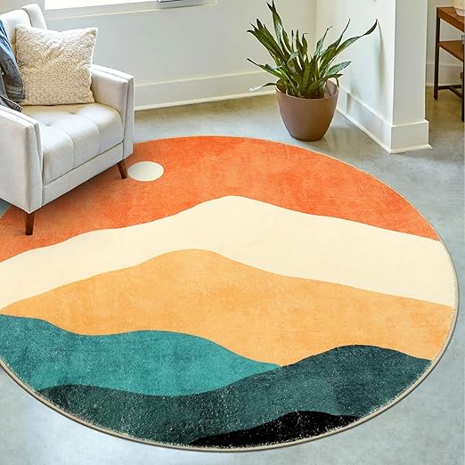Amazon.com: Sungea Abstract Round Rug for Bedroom 4ft, Faux Wool Soft ...