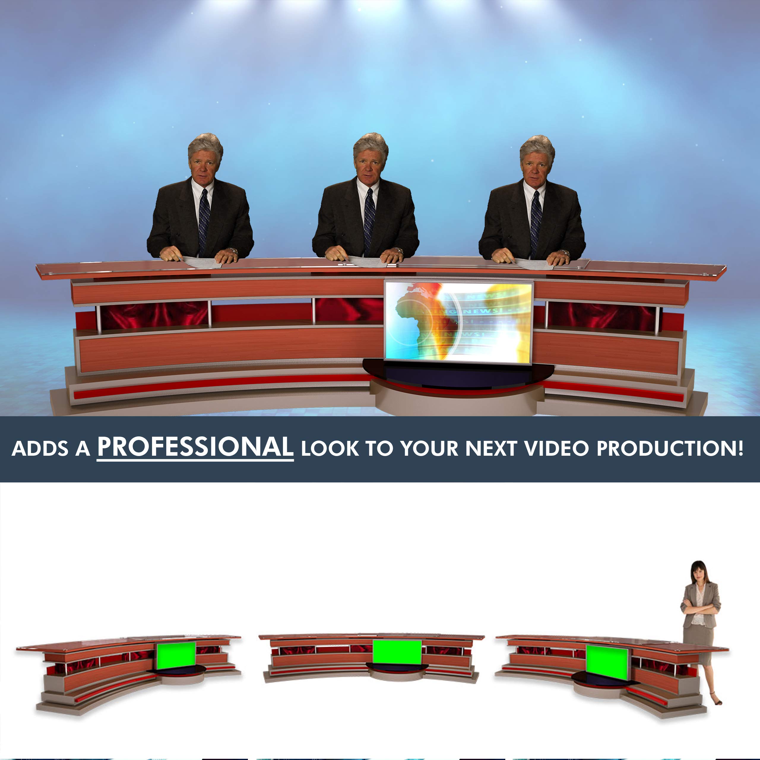 Virtual News Desk Studio Set Digital Backgrounds for HD / 4K Video ...