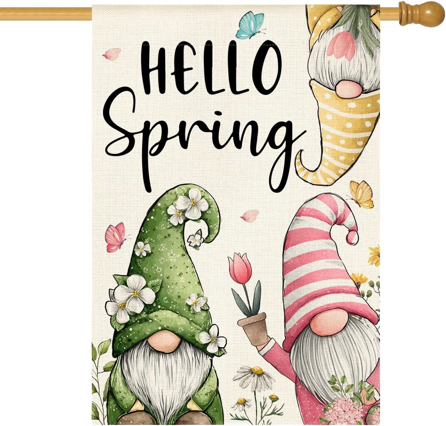 Amazon.com : AVOIN colorlife Hello Spring House Flag 28x40 Inch Double ...