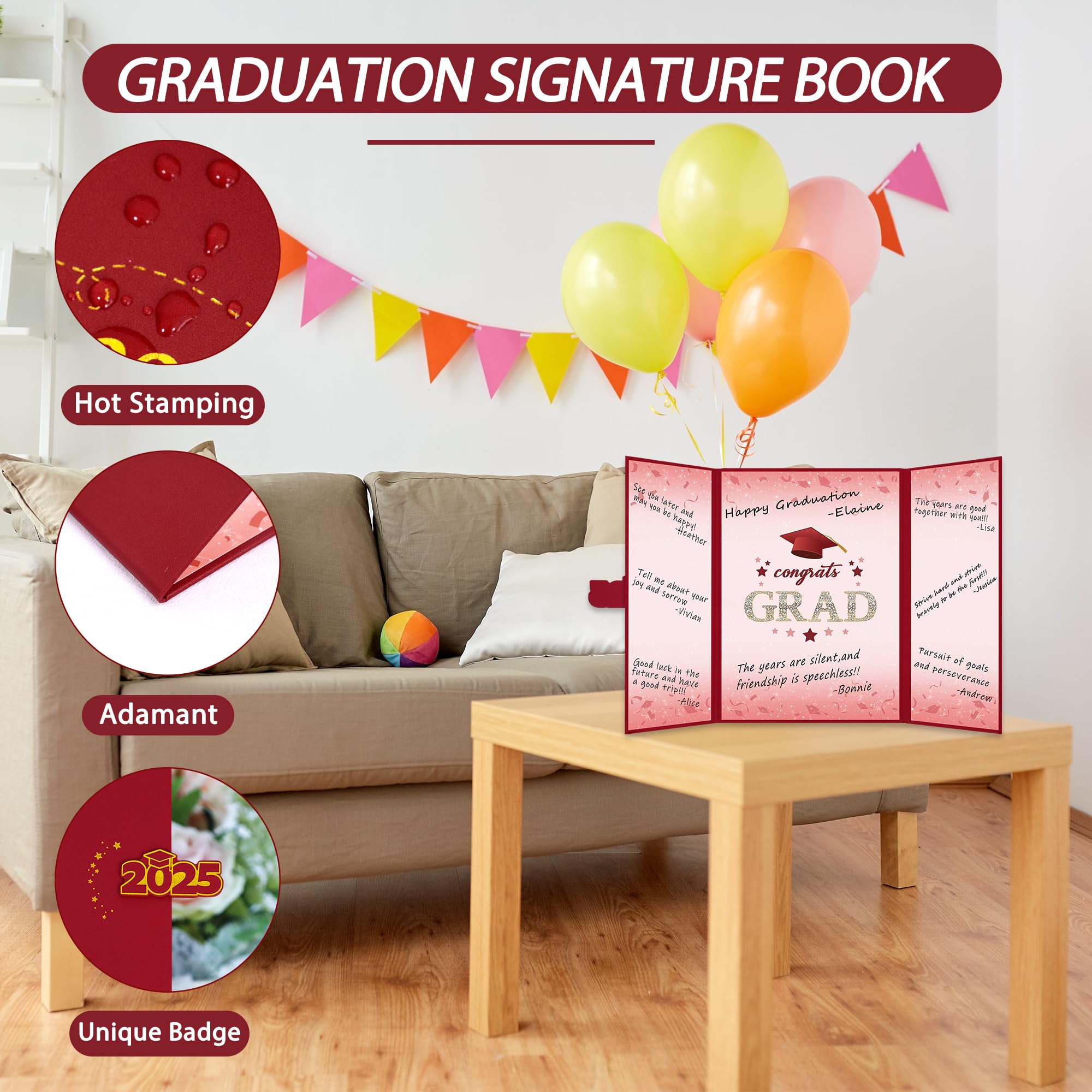 Snapklik.com : 2025 Graduation Guest Book Alternative, Red Gold Class ...