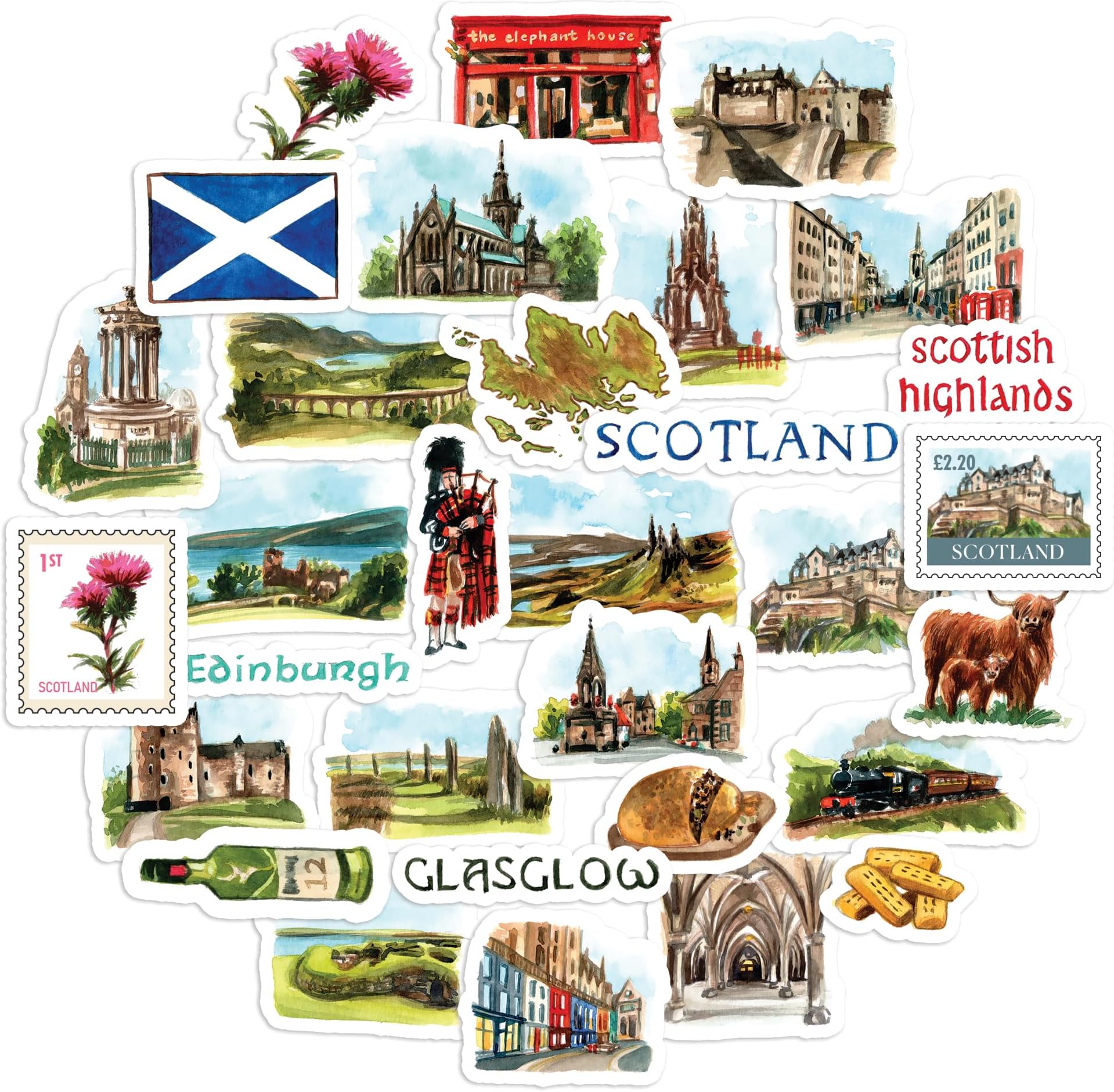 Amazon.com: Navy Peony Spectacular Scotland Travel Stickers (30pcs ...