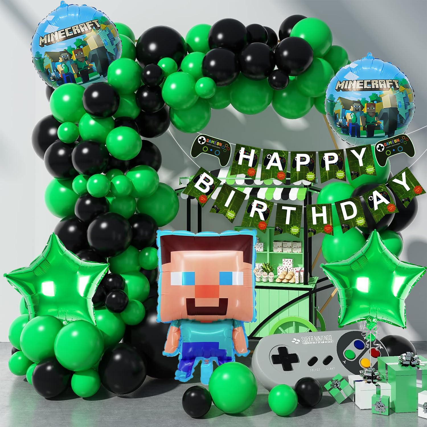 Buy Rozi Decoration Minecraft Theme Happy Birthday Decoration Items Set ...