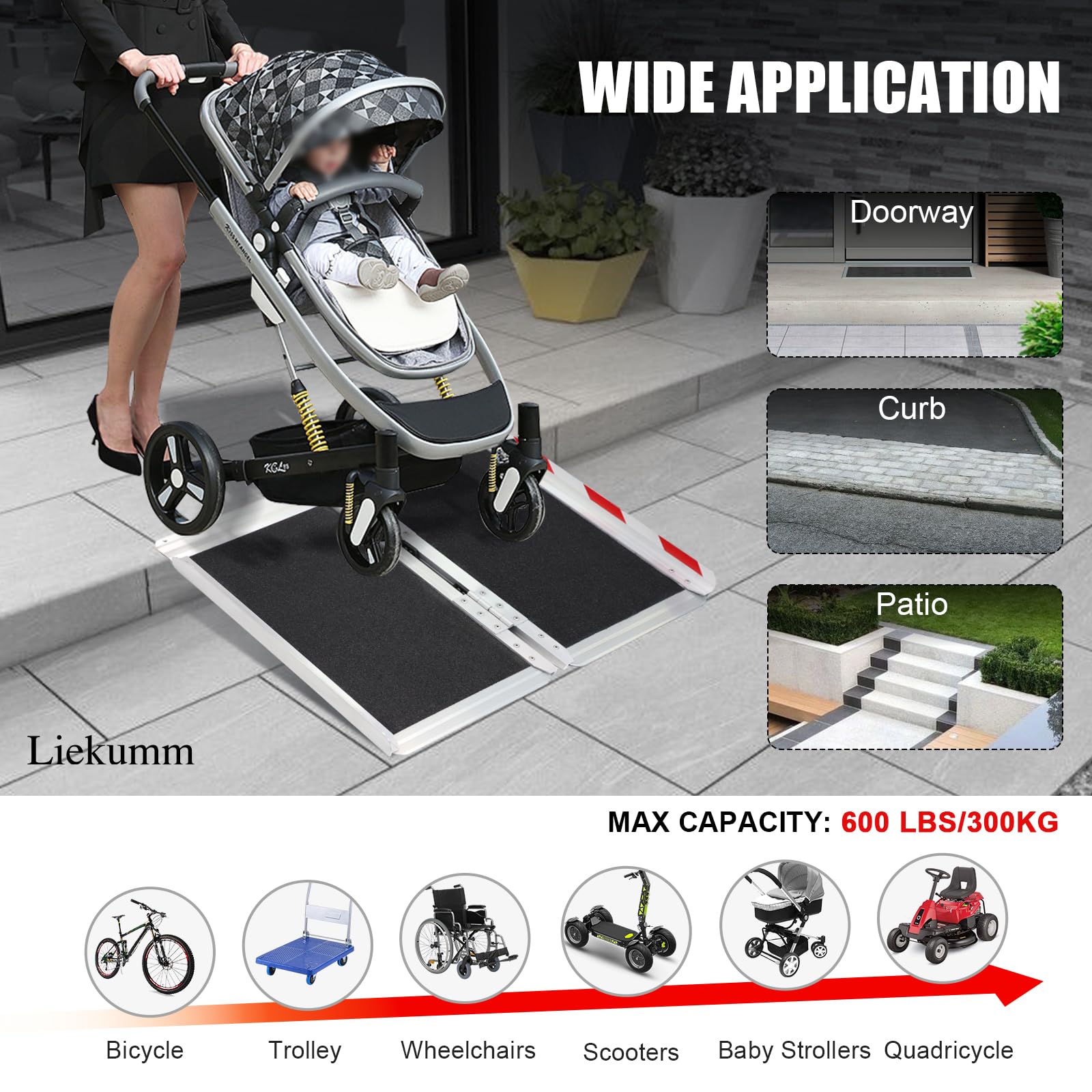 Snapklik.com : 5FT Portable Wheelchair Ramp, Non-Slip Aluminum Folding ...