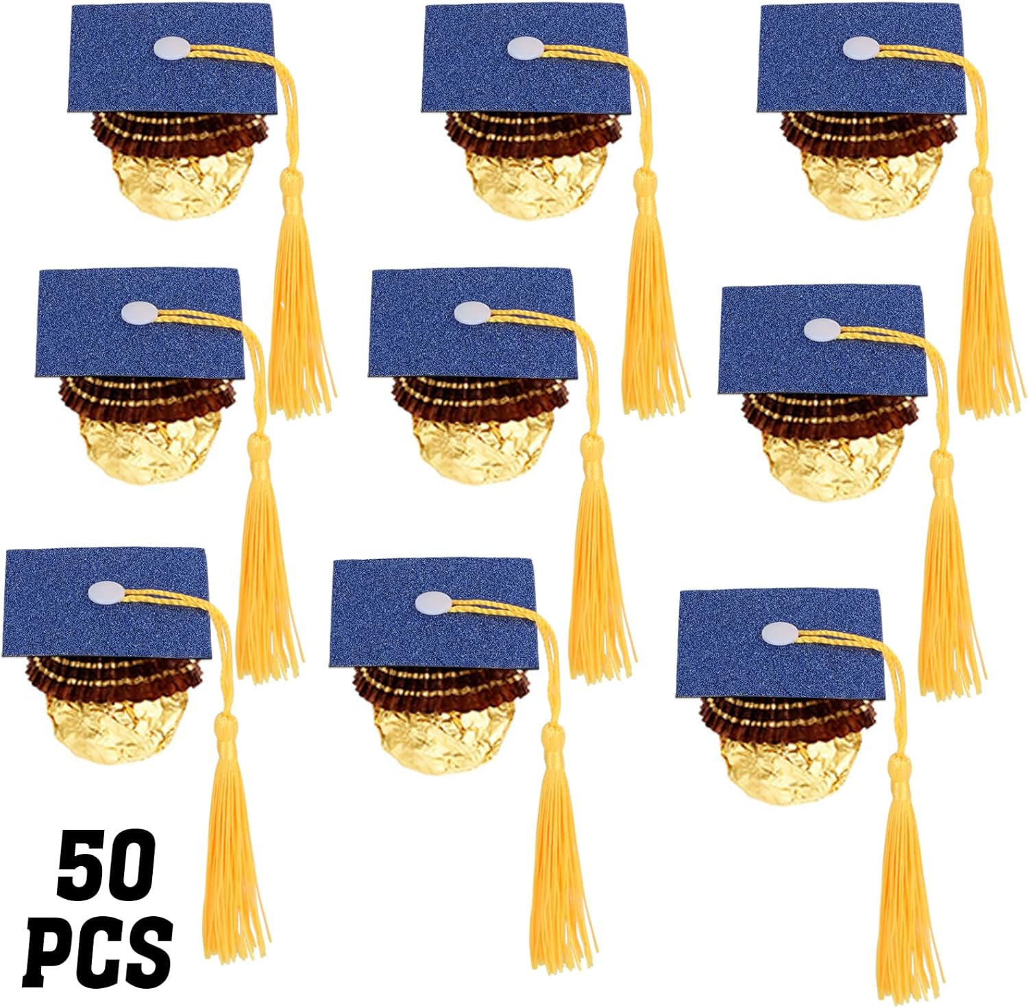 CCINEE Graduation Cap Chocolate Decorations,50 Pcs Blue Mini Graduation ...