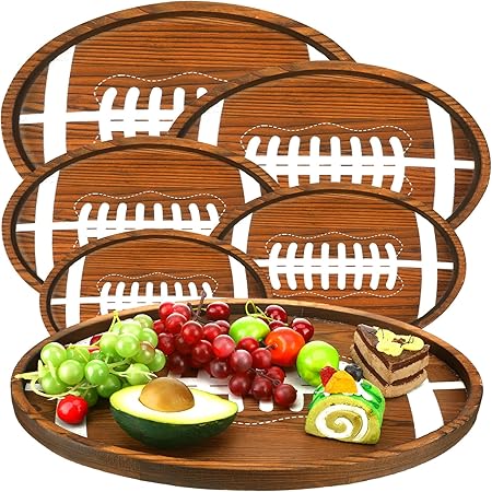 Amazon.com: Nitial 5 Pcs Football Serving Trays Wooden Football Shaped ...