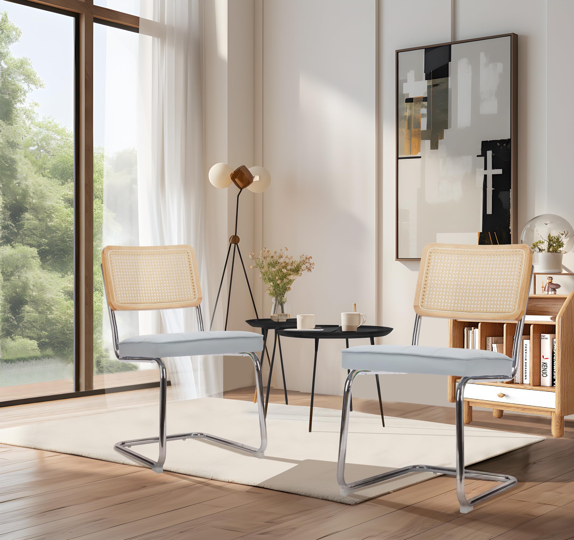 Snapklik.com : MALOL COLAMY Rattan Dining Chairs Set Of 6, PU Leather ...