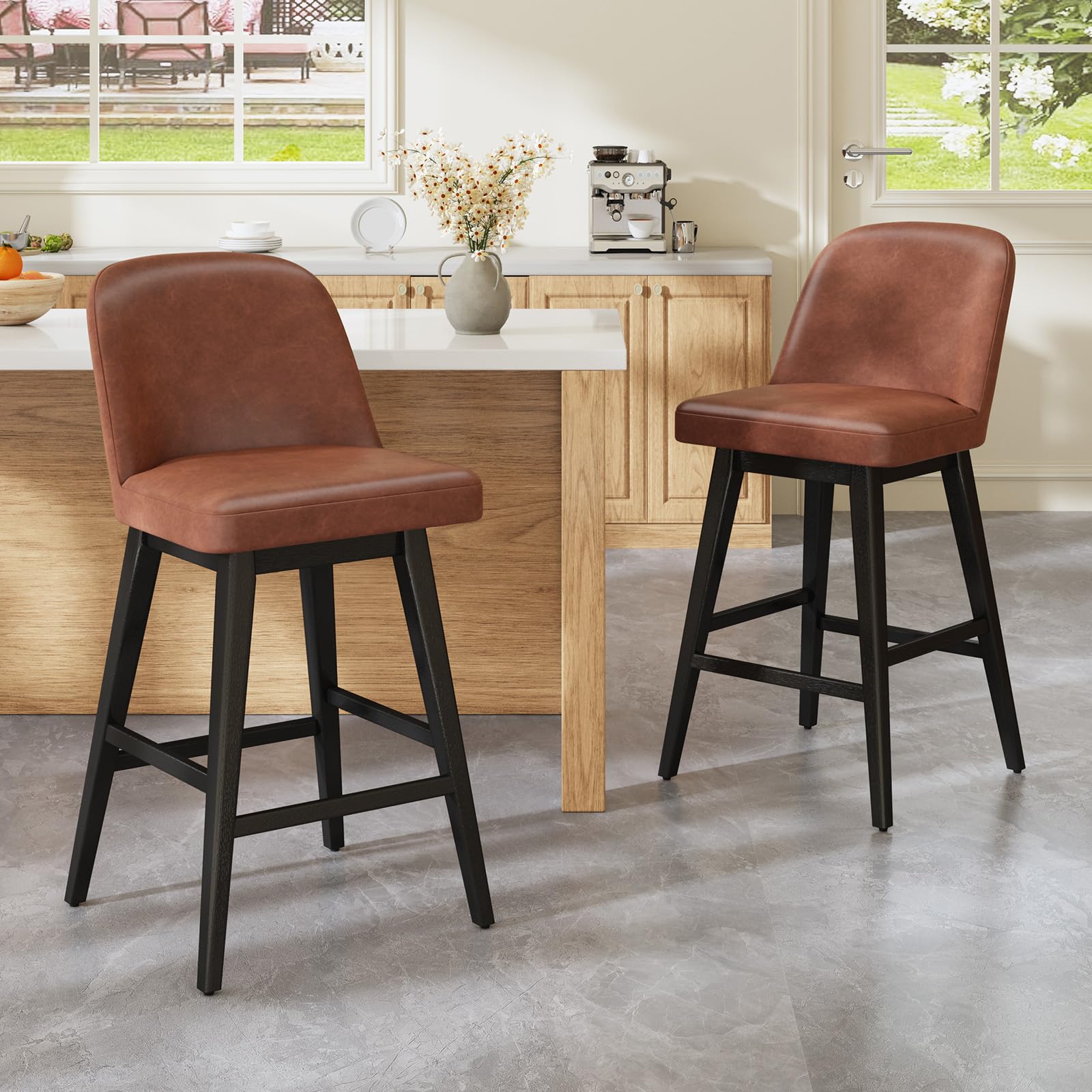 Amazon.com: LUXOAK Counter Height Bar Stools Set of 2, 360° Swivel ...