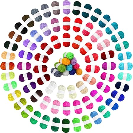 Amazon.com: 200 Rolls Assorted Colors Acrylic Yarn Skeins Bulk 8749 ...