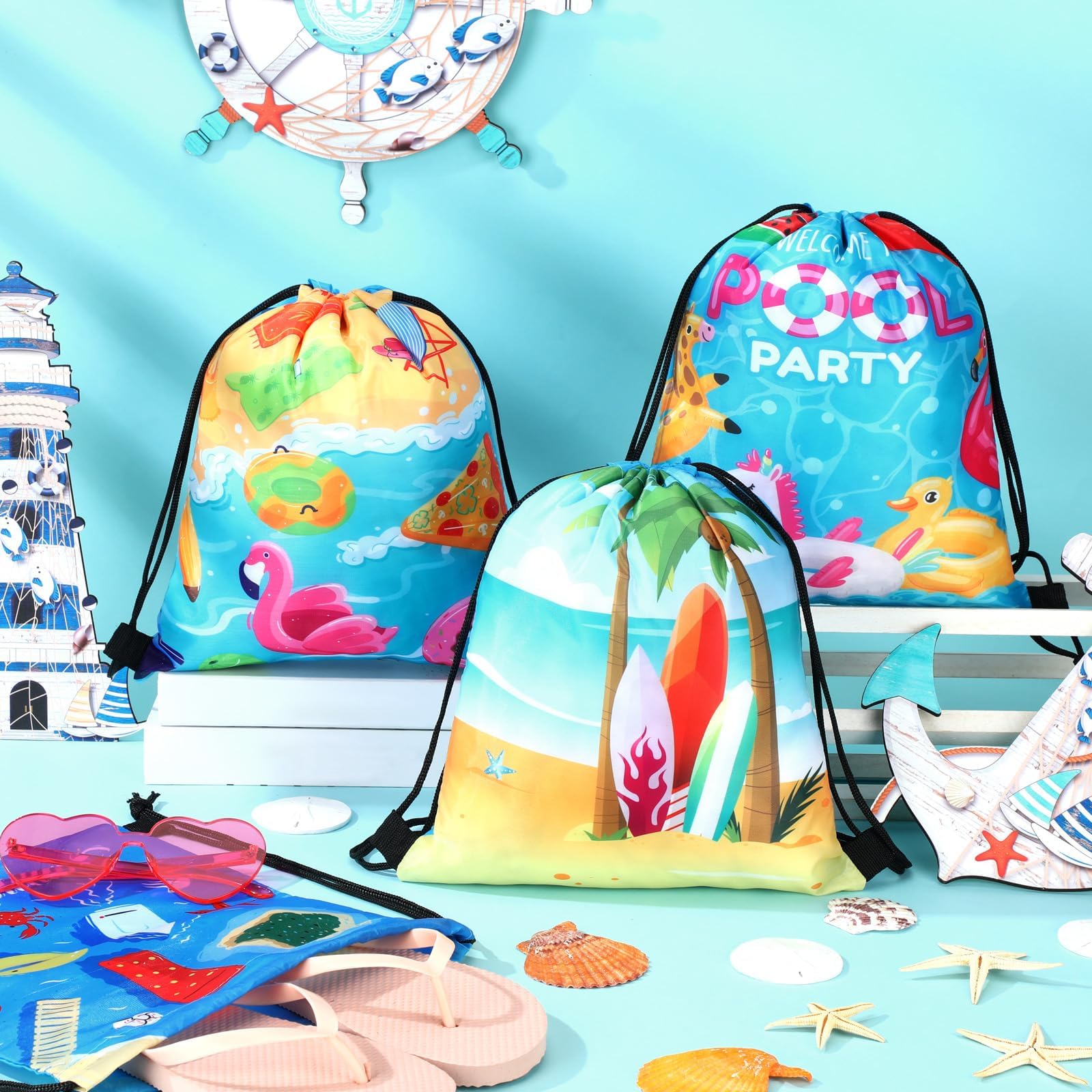 Amazon.com: Talltalk 24 Pcs Summer Pool Party Favor Bags Beach ...