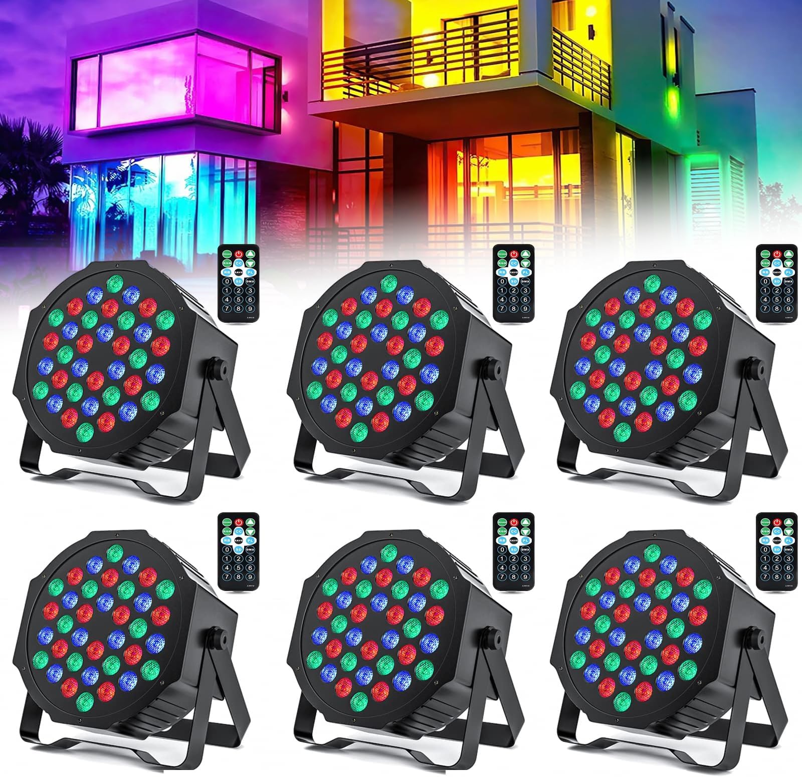 Luces Escenario RGB 36W 7 Colores Control Remoto DMX | Paga Hasta 24 Meses