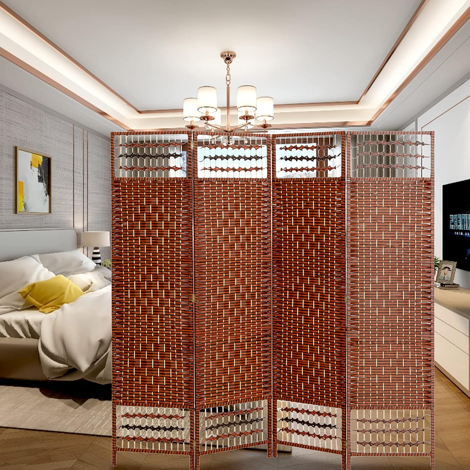 Buy Babion 4 Panel Room Dividers, Wood Room Divider Screen, Room ...