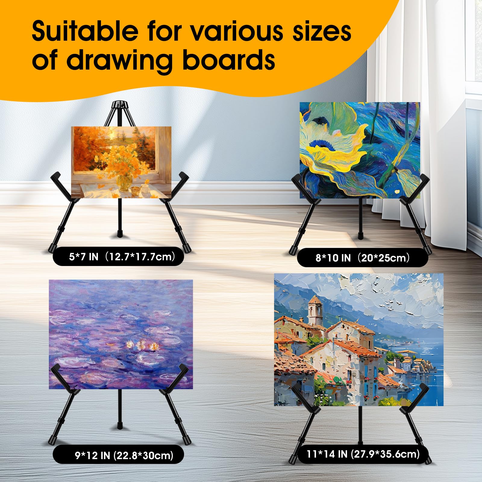 Snapklik.com : AROIC 3 Pack 14 Tabletop Easels, Black Steel Table Top ...
